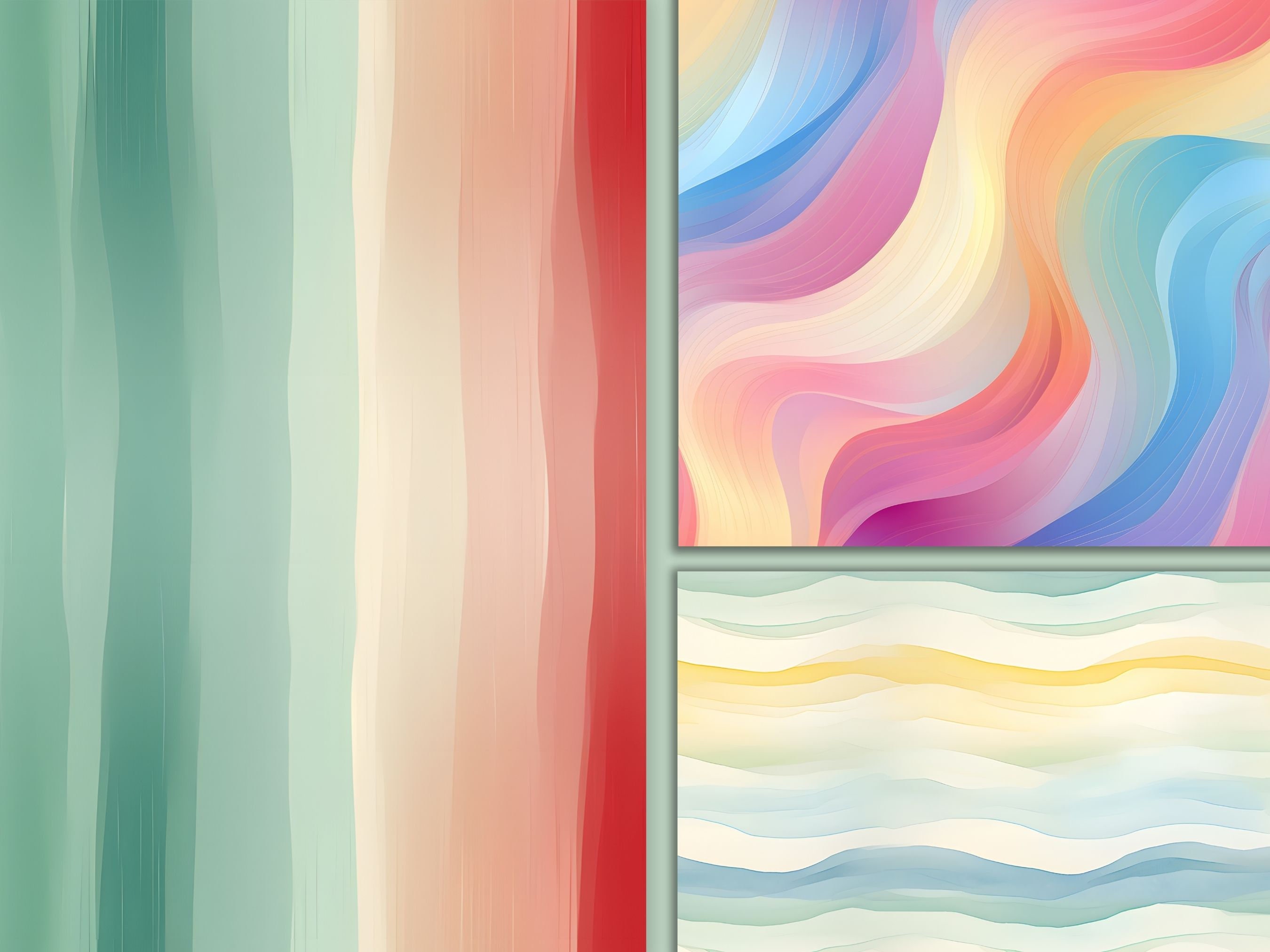 Pastel Colored Waves Digital Paper, Watercolor Waves, 15 Seamless ...