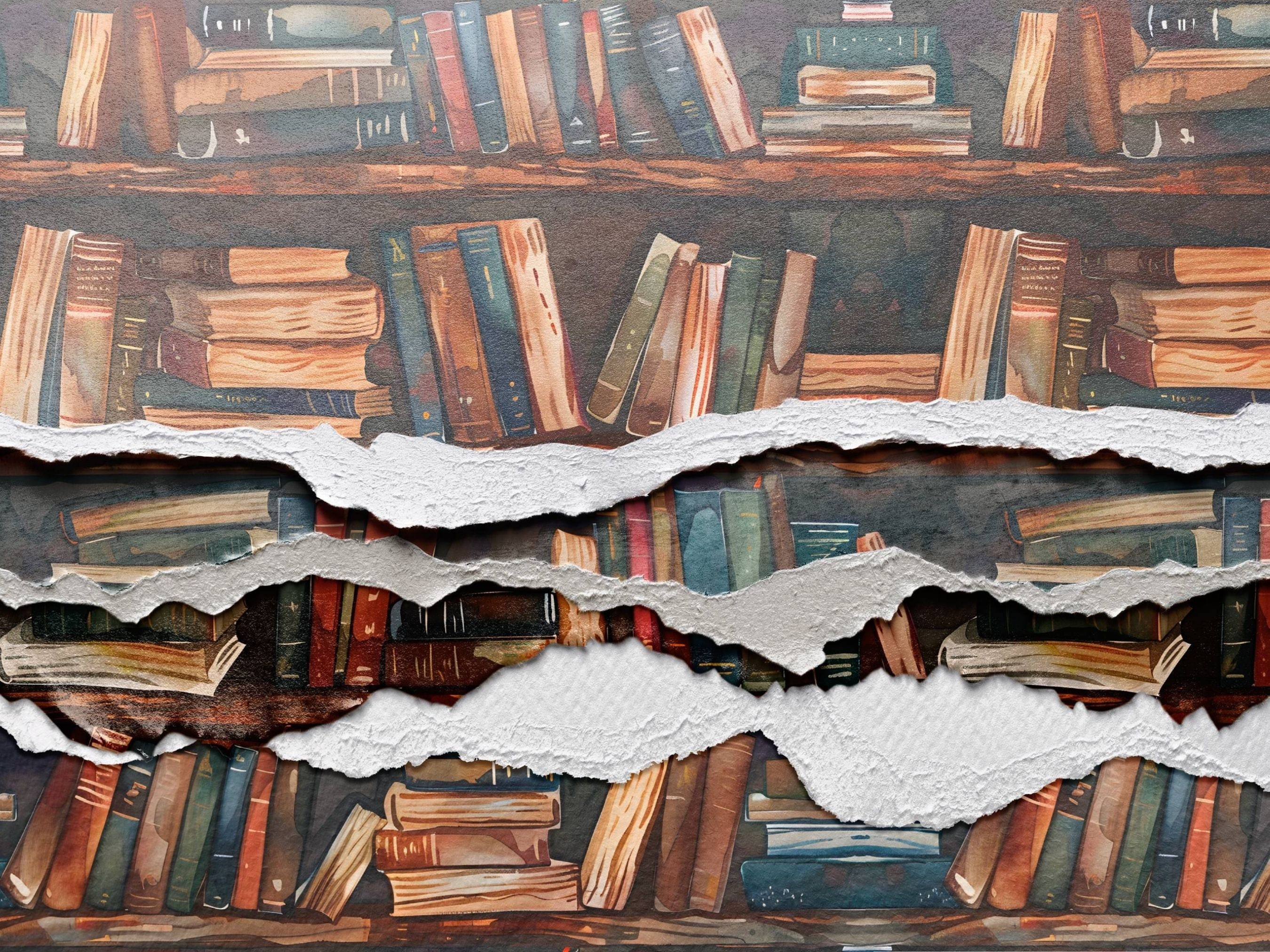 Magic Books Digital Paper, Watercolor Bookshelf, 15 Seamless Patterns ...