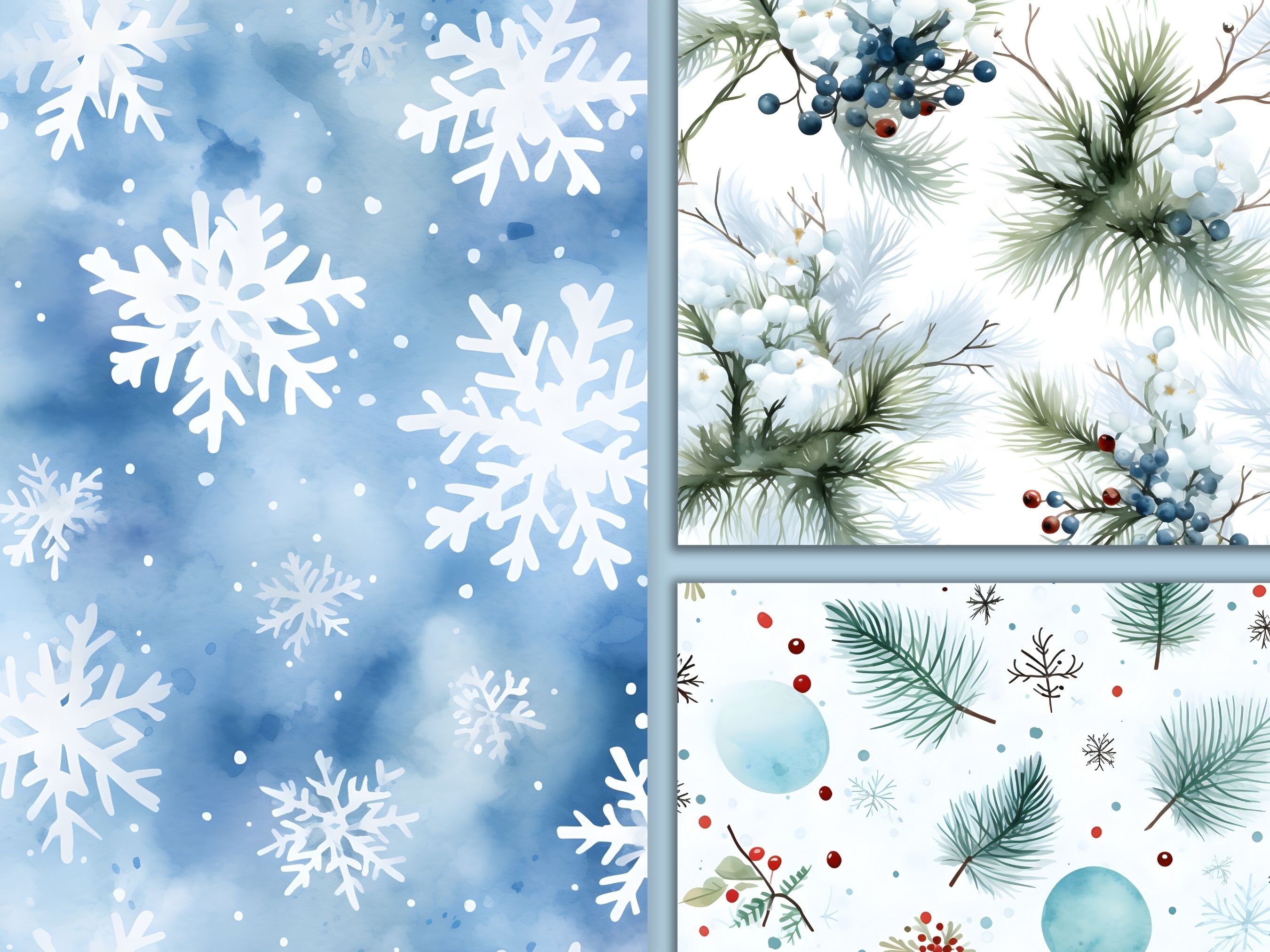 Winter Wonderland Digital Paper, Watercolor Winter Design, 15 Seamless ...