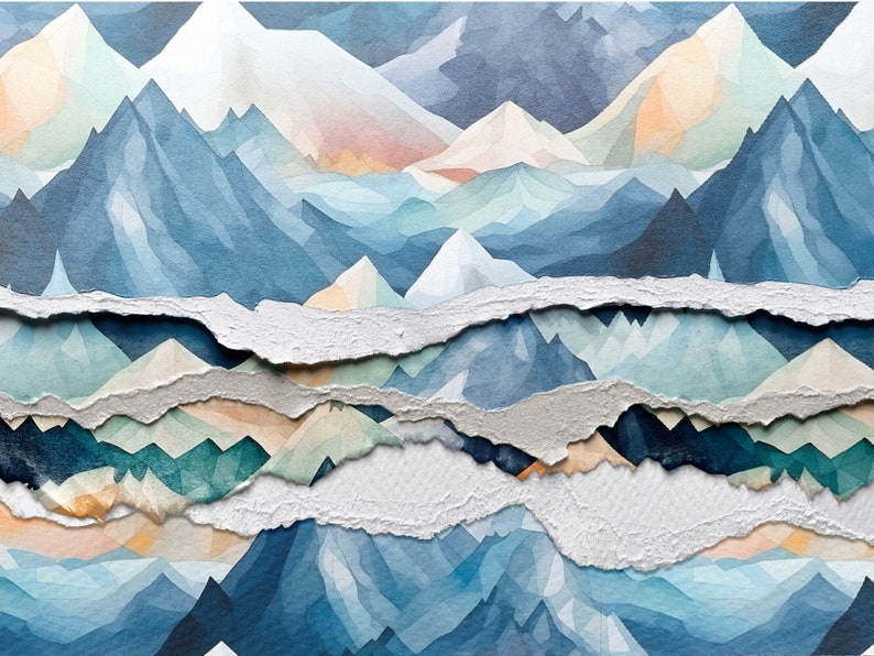 Mountains Digital Paper, Serene Watercolor Mountains, 15 Seamless ...