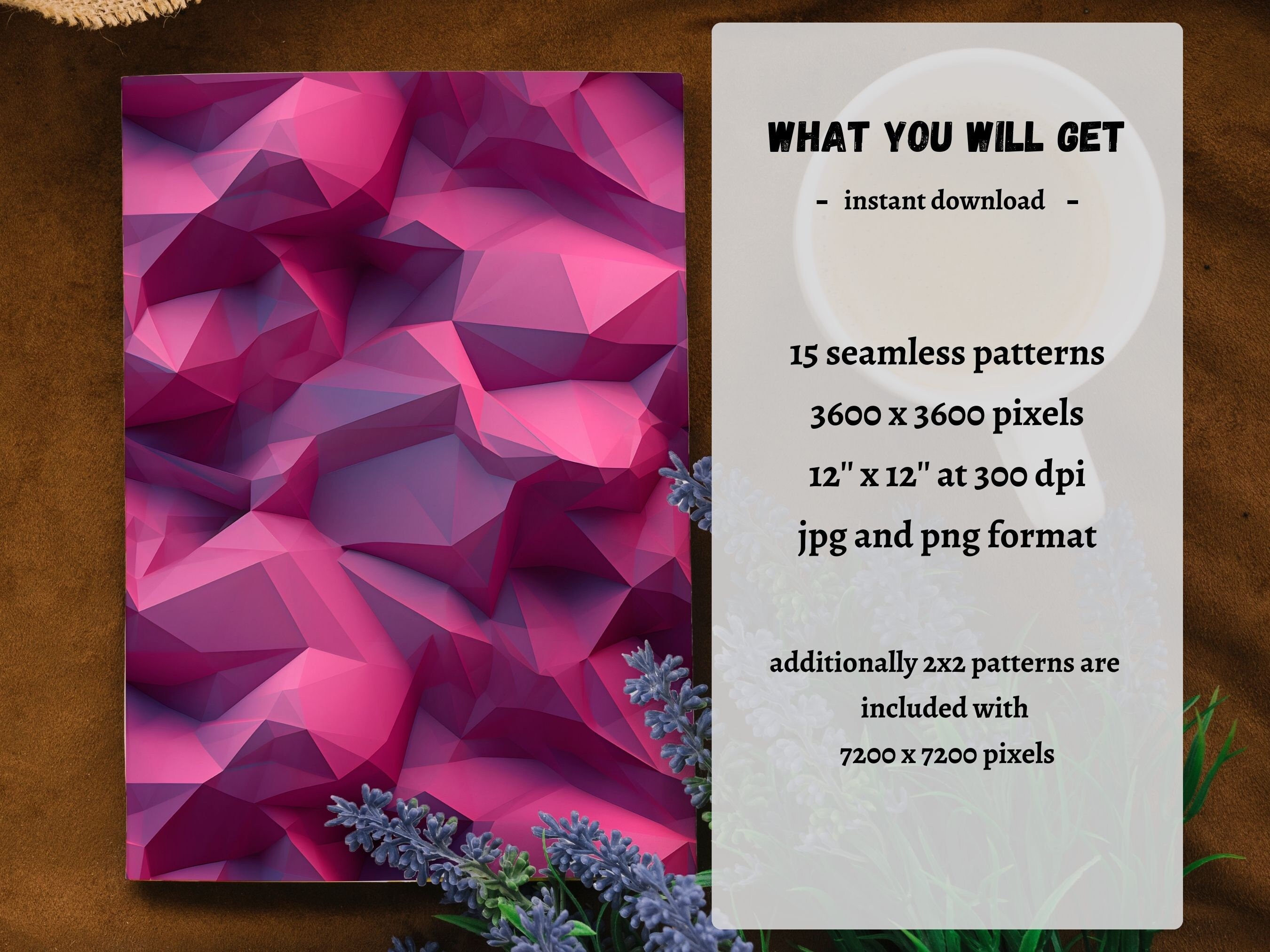 Low Poly Pattern Background, Digital Paper, Colorful Pattern, 15 ...