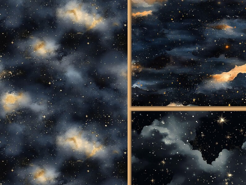 Night Sky Digital Paper, 15 Seamless Patterns, Watercolor Designs ...