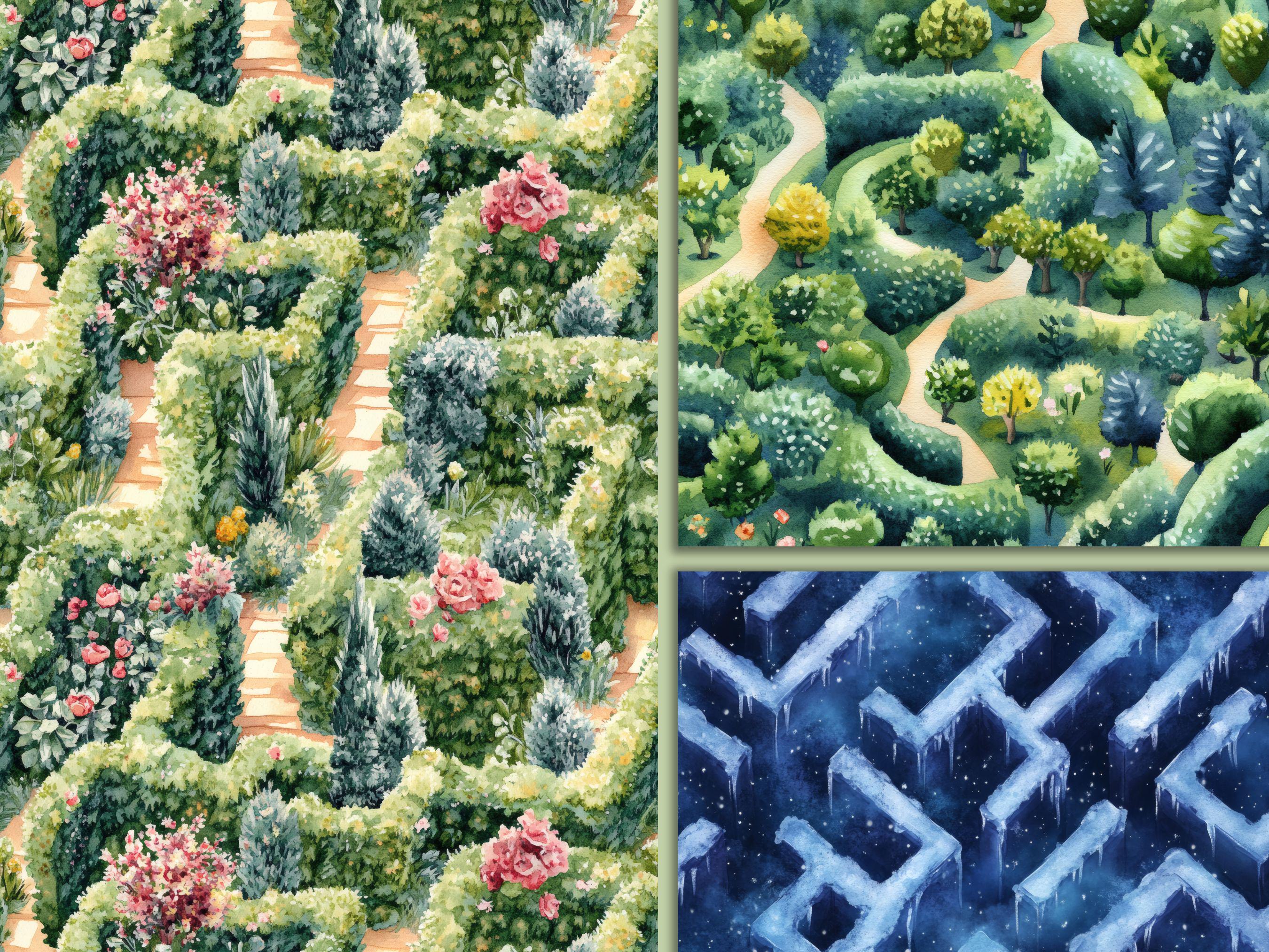 Mazes Digital Paper, 15 Seamless Patterns, Printable Scrapbook Paper ...