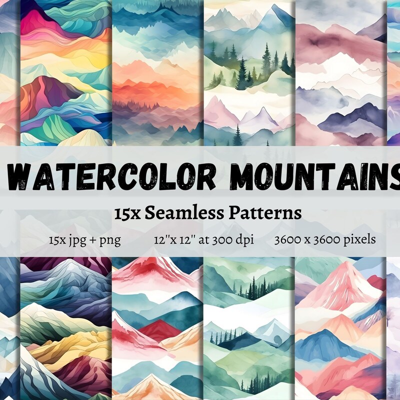 Watercolor Mountain - Etsy