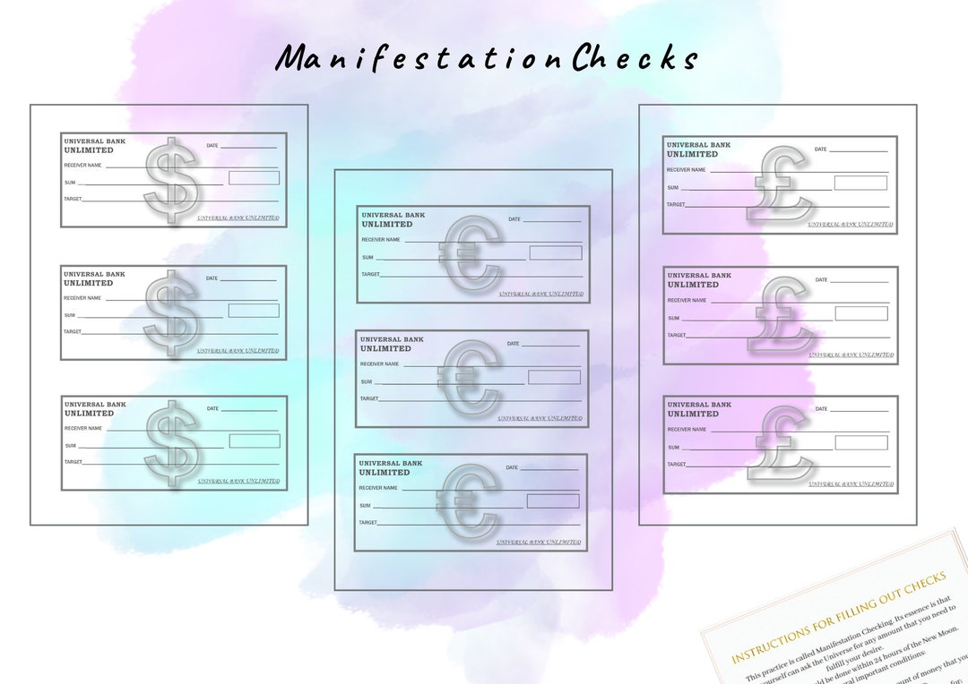 Money Manifestation Checks Vision Board Law of Attraction Manifestation ...