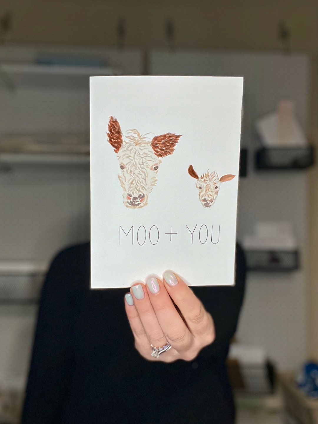 Moo You/me You Cows & Calf Watercolor Illustration Art - Etsy