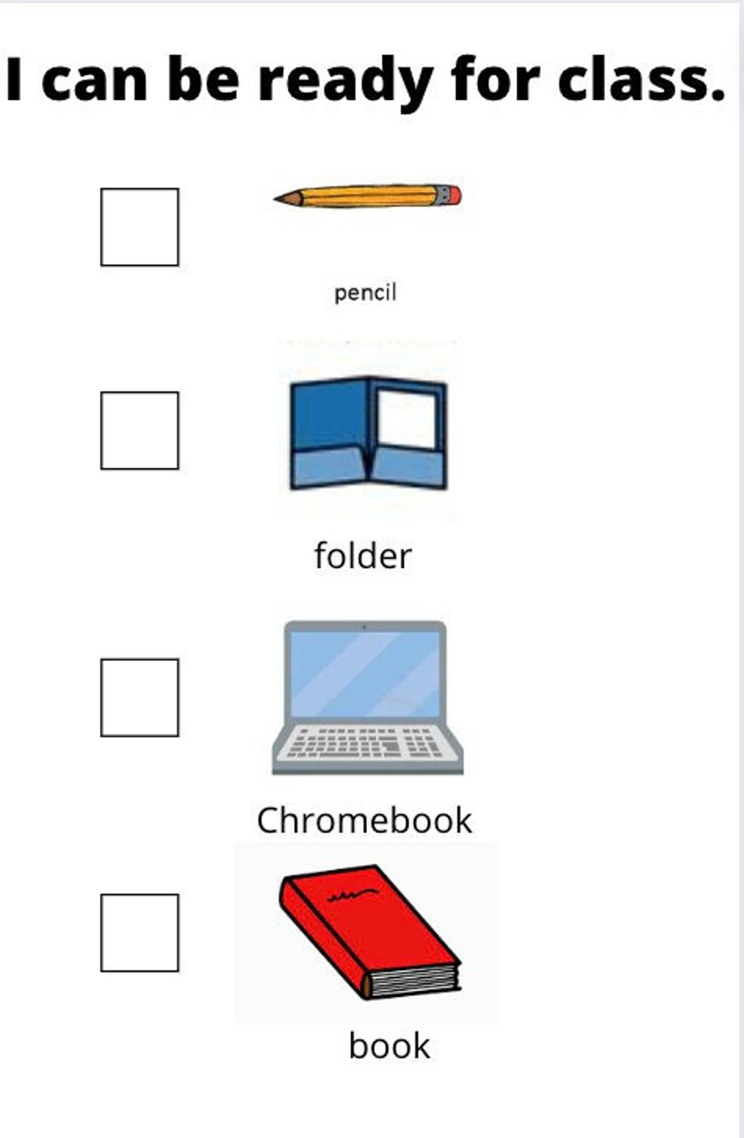 I Can Be Ready for Class Visual Checklist - Etsy