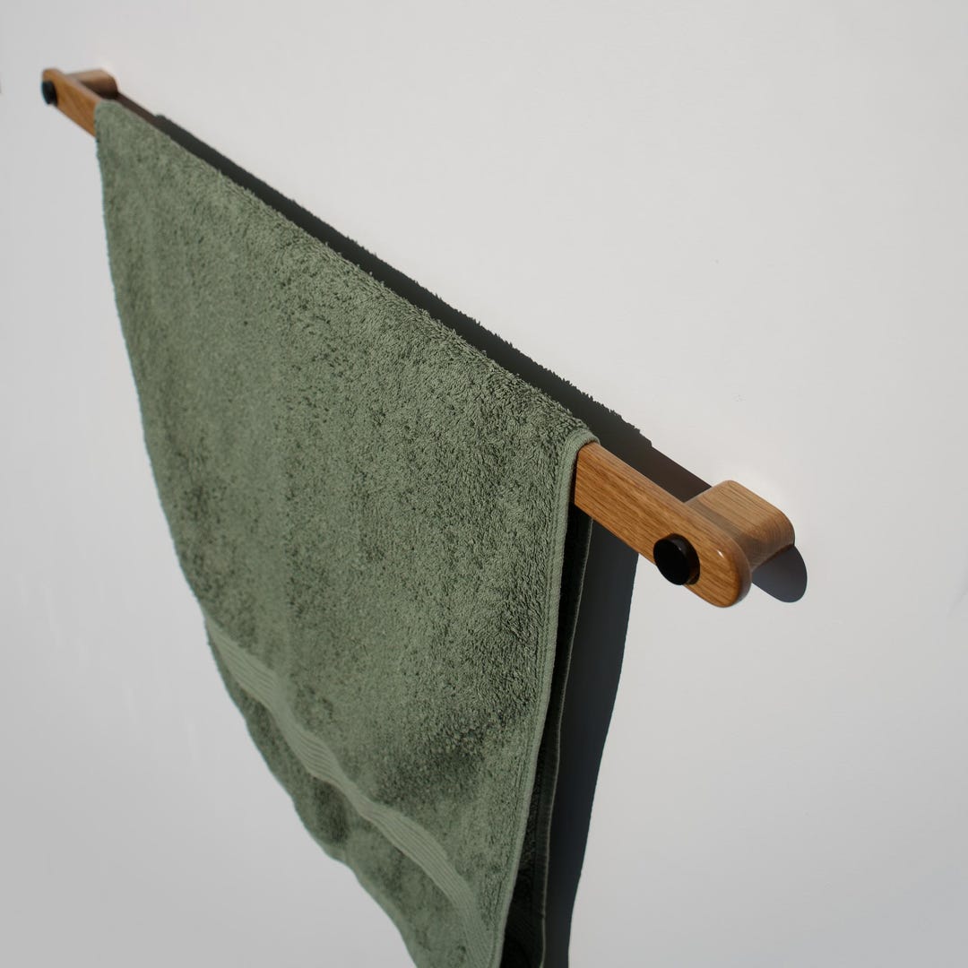 Solid Oak Long Towel Rack: Wall-mounted Farmhouse Bathroom Hanger - Etsy