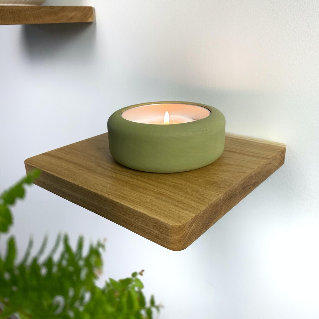 Wooden Floating Shelf, Square Oak Wood Shelf, Small Wall Decor Shelf ...