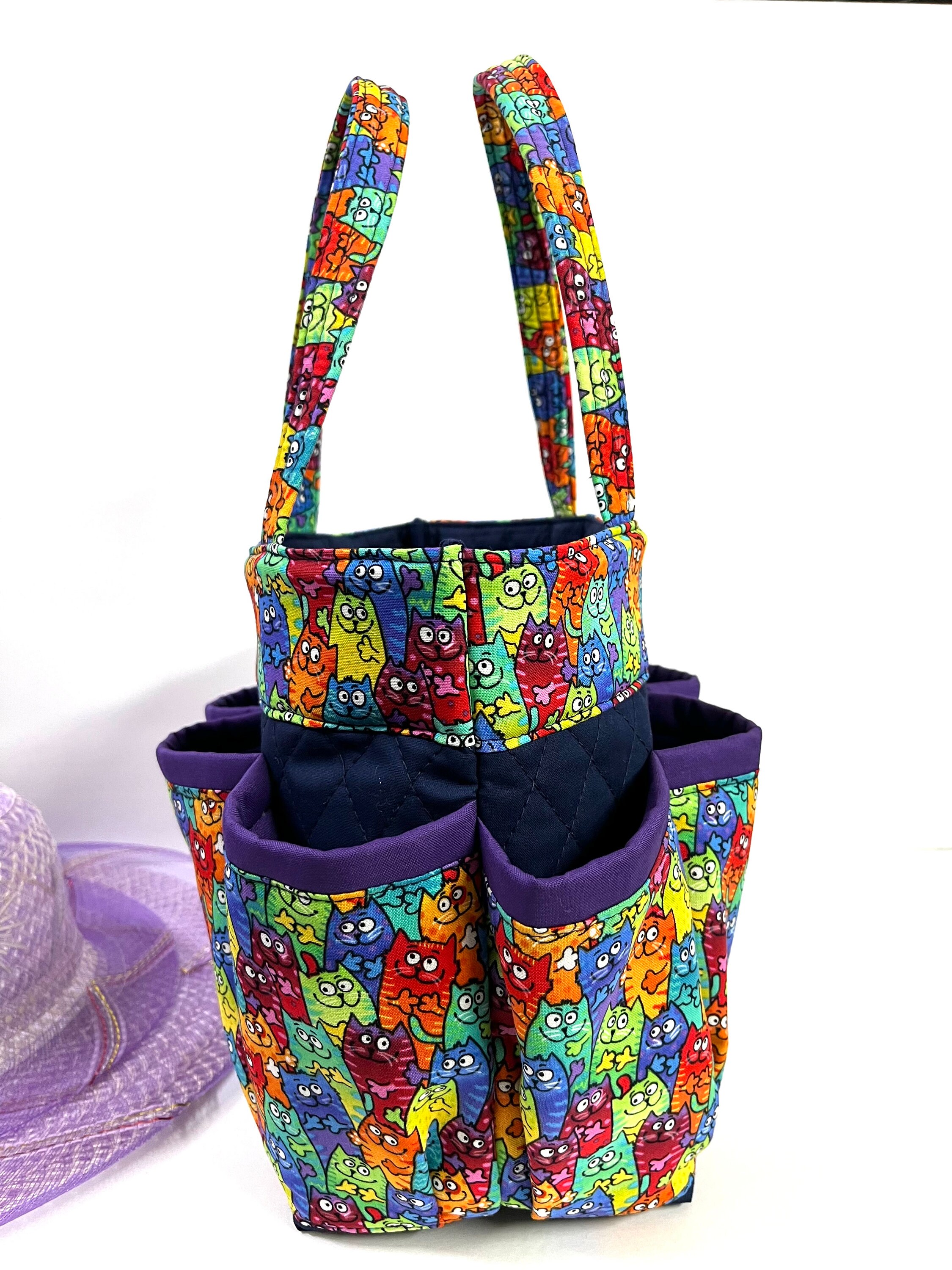 Colorful Cats Print Bingo Bag With FREE COIN Bag // Nurse Bag // Makeup ...