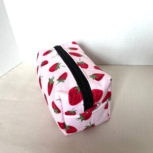 Boxy Bag. Strawberry Print. Makeup Bag. Toiletry Travel Bag ...