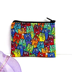 Colorful Cats Print Bingo Bag With FREE COIN Bag // Nurse Bag // Makeup ...