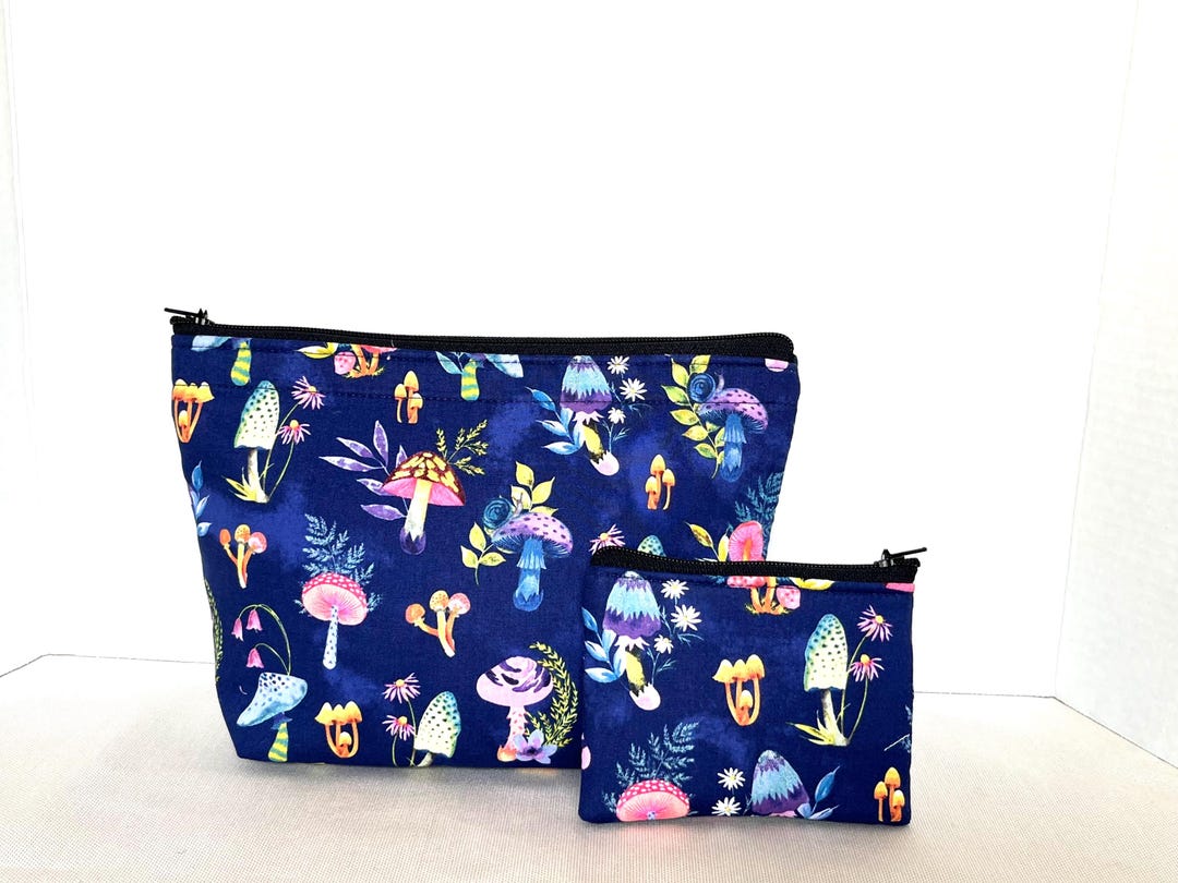 Makeup Bag and Coin Bag // Mushrooms Print // Cosmetic Bag // Go Bag ...
