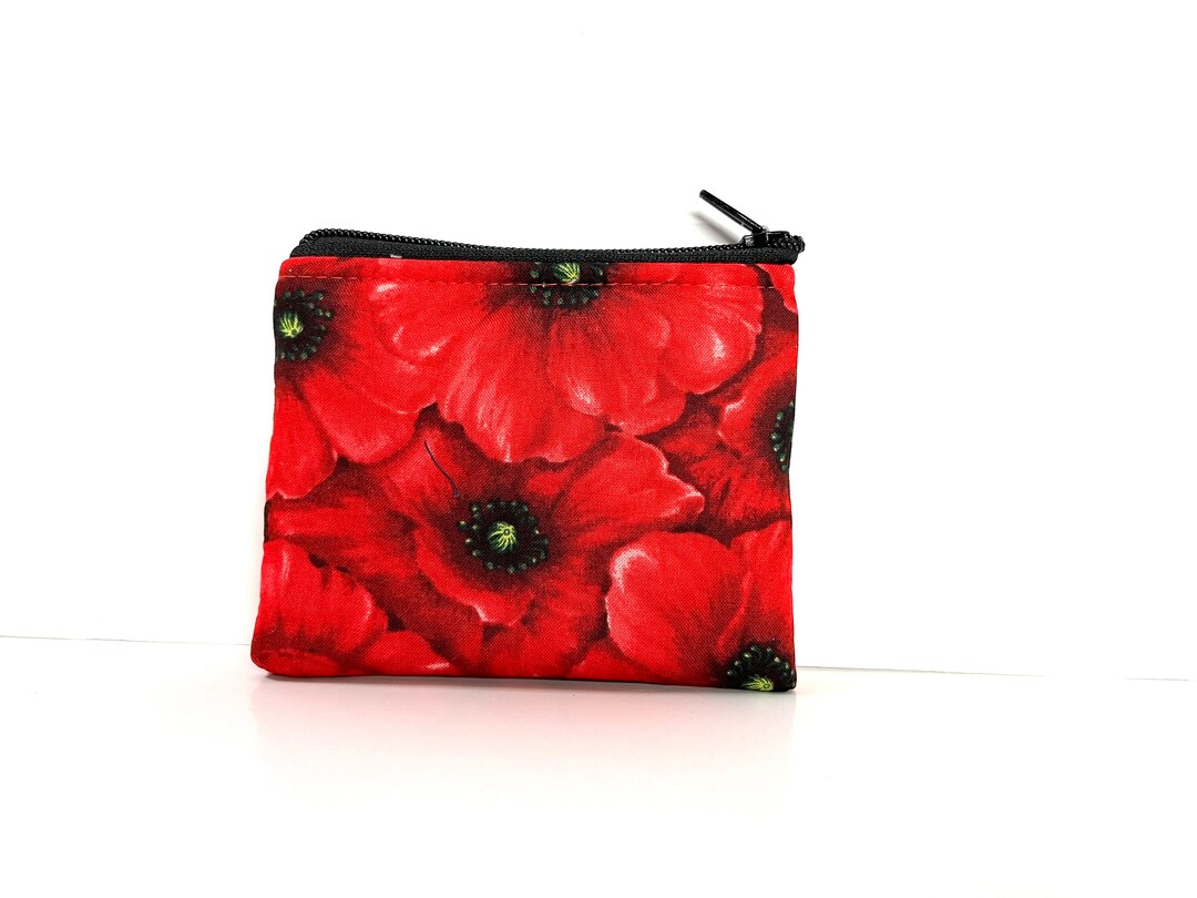 Red Poppies Print Coin Bag - Etsy