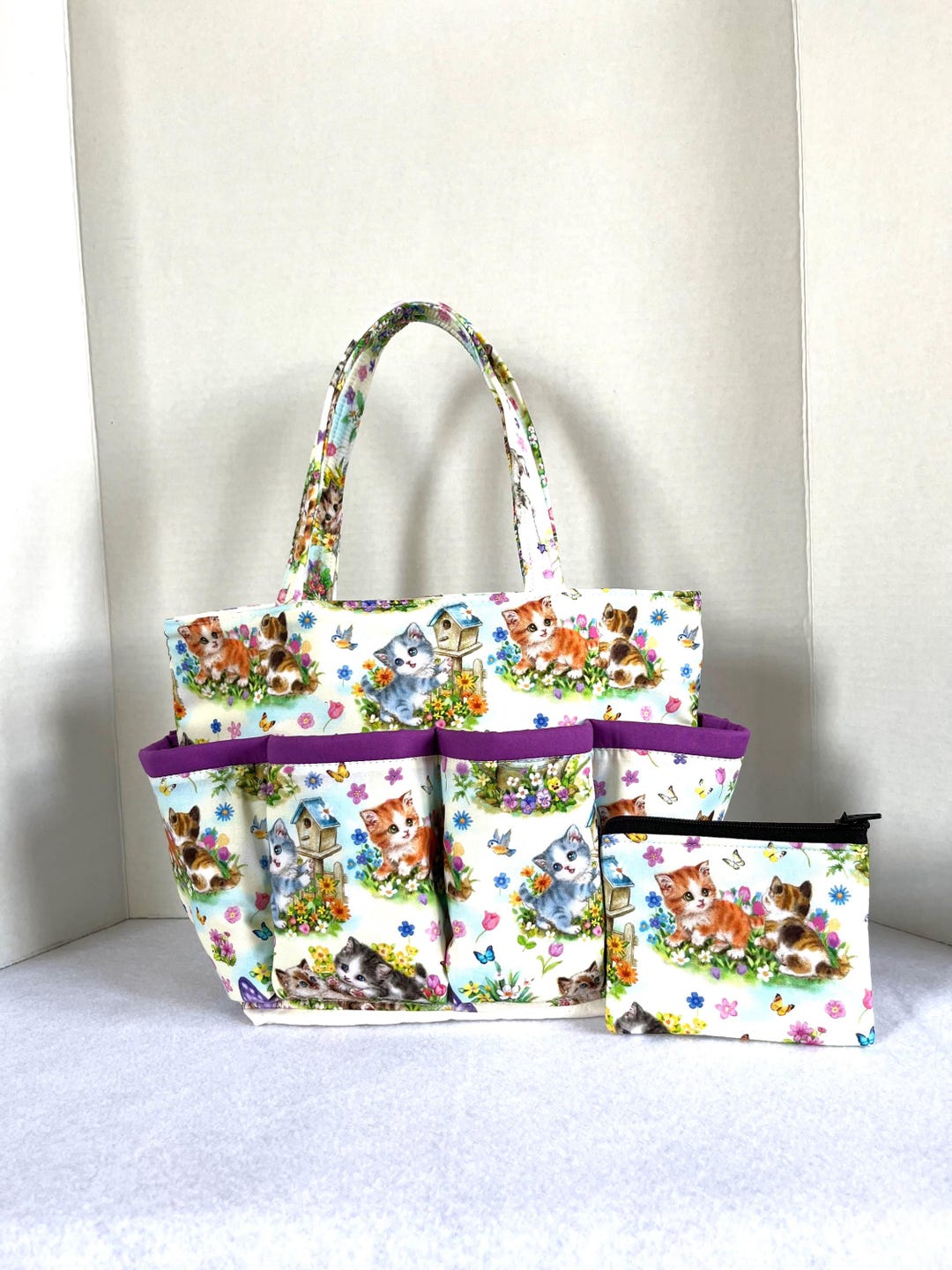 Cats Print Bingo Bag With FREE COIN Bag // Nurse Bag // Makeup Bag ...