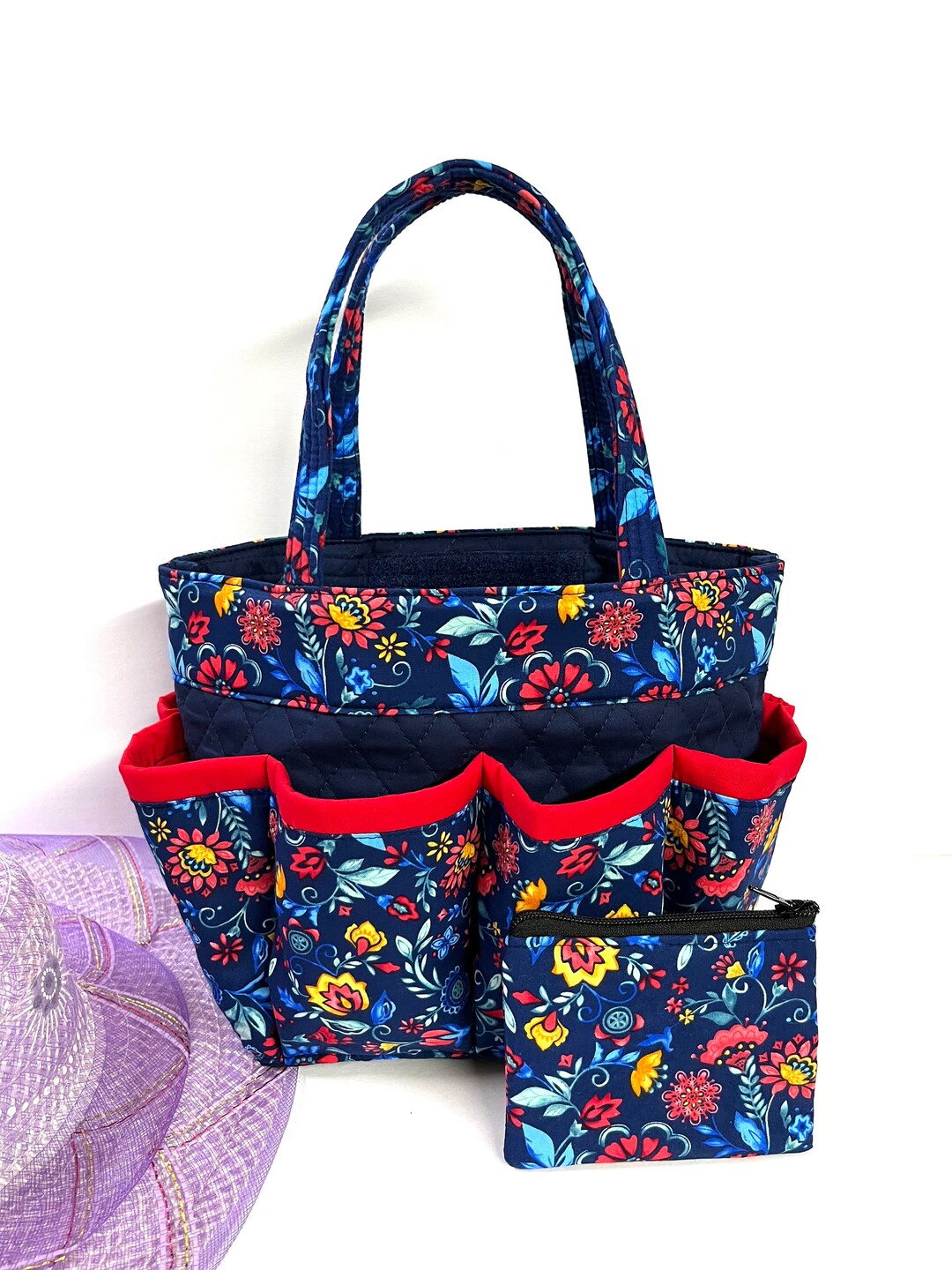 Floral in Blue Print Bingo Bag With FREE COIN Bag // Nurse Bag ...