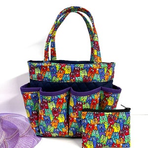 Colorful Cats Print Bingo Bag With FREE COIN Bag // Nurse Bag // Makeup ...