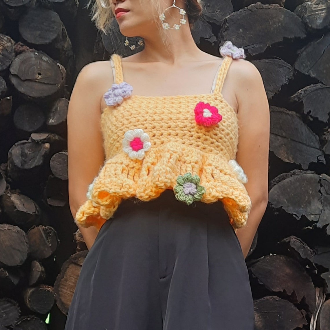 Crochet Tops "buttercup Top by Amblings " Pattern: Chunky Wool Flower ...