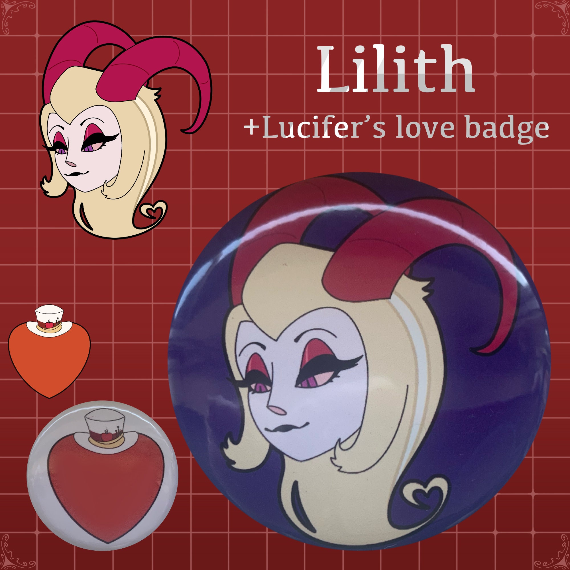 Lilith & Lucifer Matching Hazbin Hotel Badge Set - Etsy