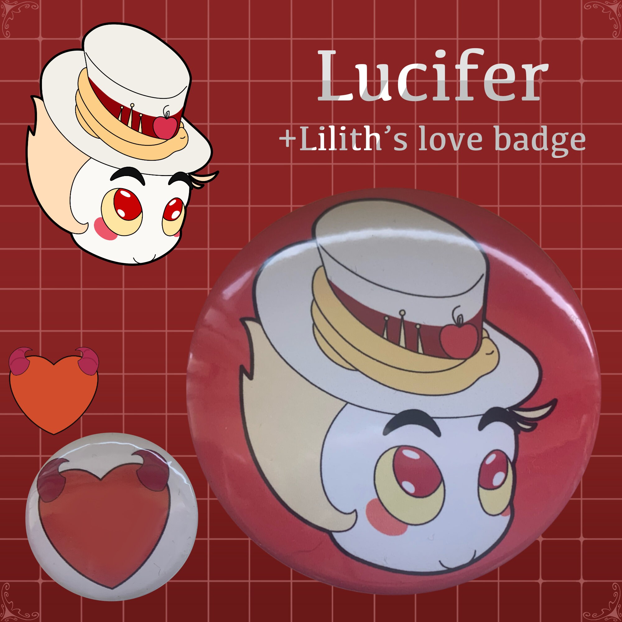 Lilith & Lucifer Matching Hazbin Hotel Badge Set - Etsy