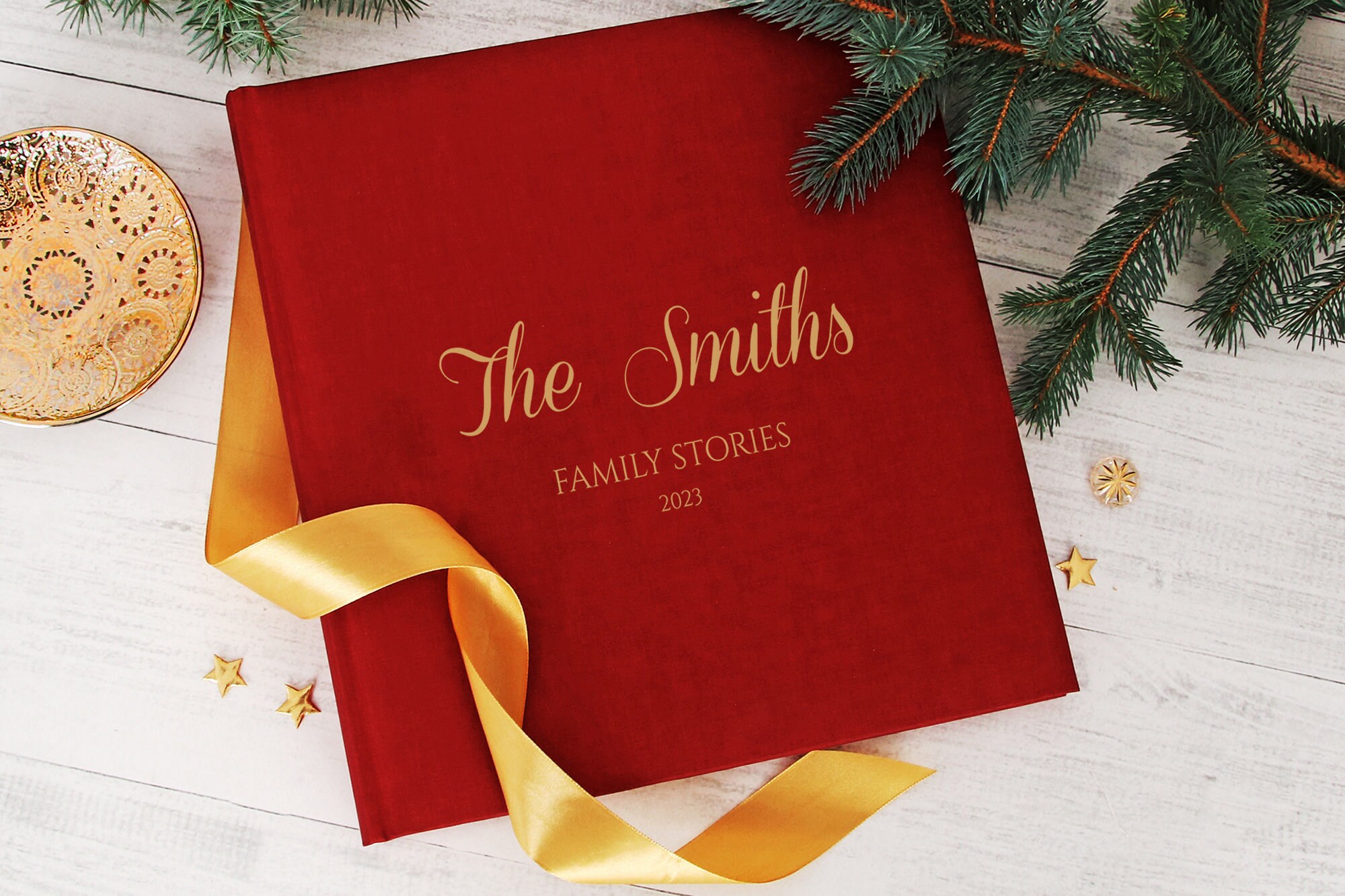 Red Linen Custom Printed Family Photo Album Photo Keepsake 30 Ecru ...