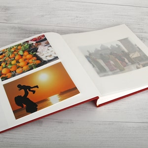 Red Linen Custom Printed Family Photo Album Photo Keepsake 30 Ecru ...