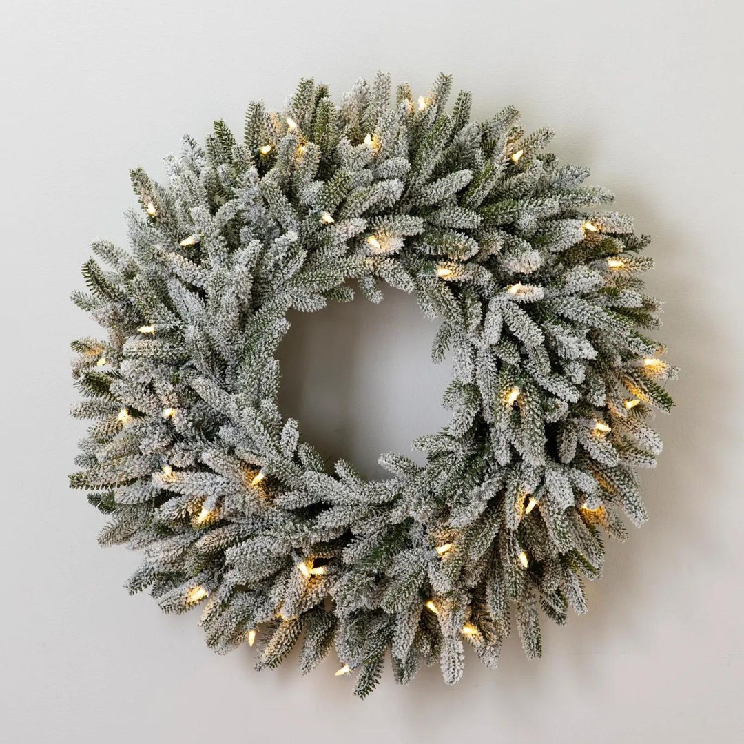 Frosted Christmas Wreath Frosted Garland Front Door Winter - Etsy