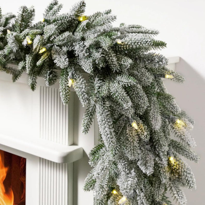 Frosted Christmas Wreath Frosted Garland Front Door Winter - Etsy