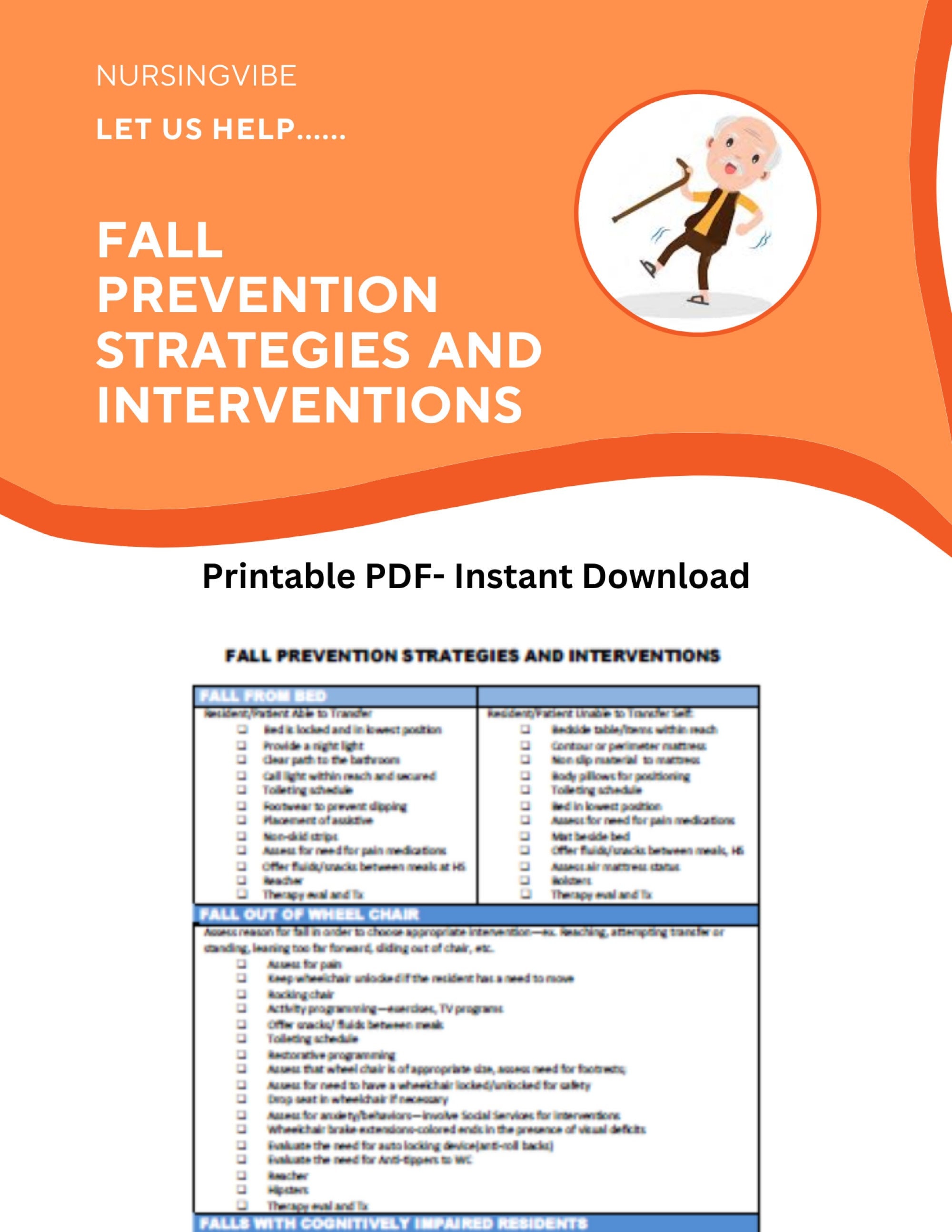 Nursing Interventions/ Fall Prevention/ Fall Interventions/ Nursing ...