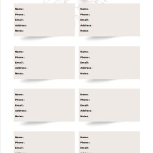 Editable Contacts List, Fillable Address Book, Contacts Organizer ...