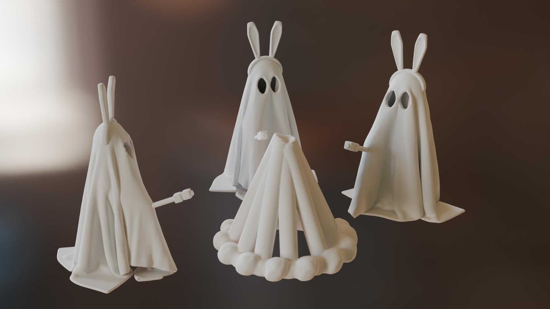 Easter Ghost STL | 3D Printable Bunny Ghost & Campfire Scene | Cute ...