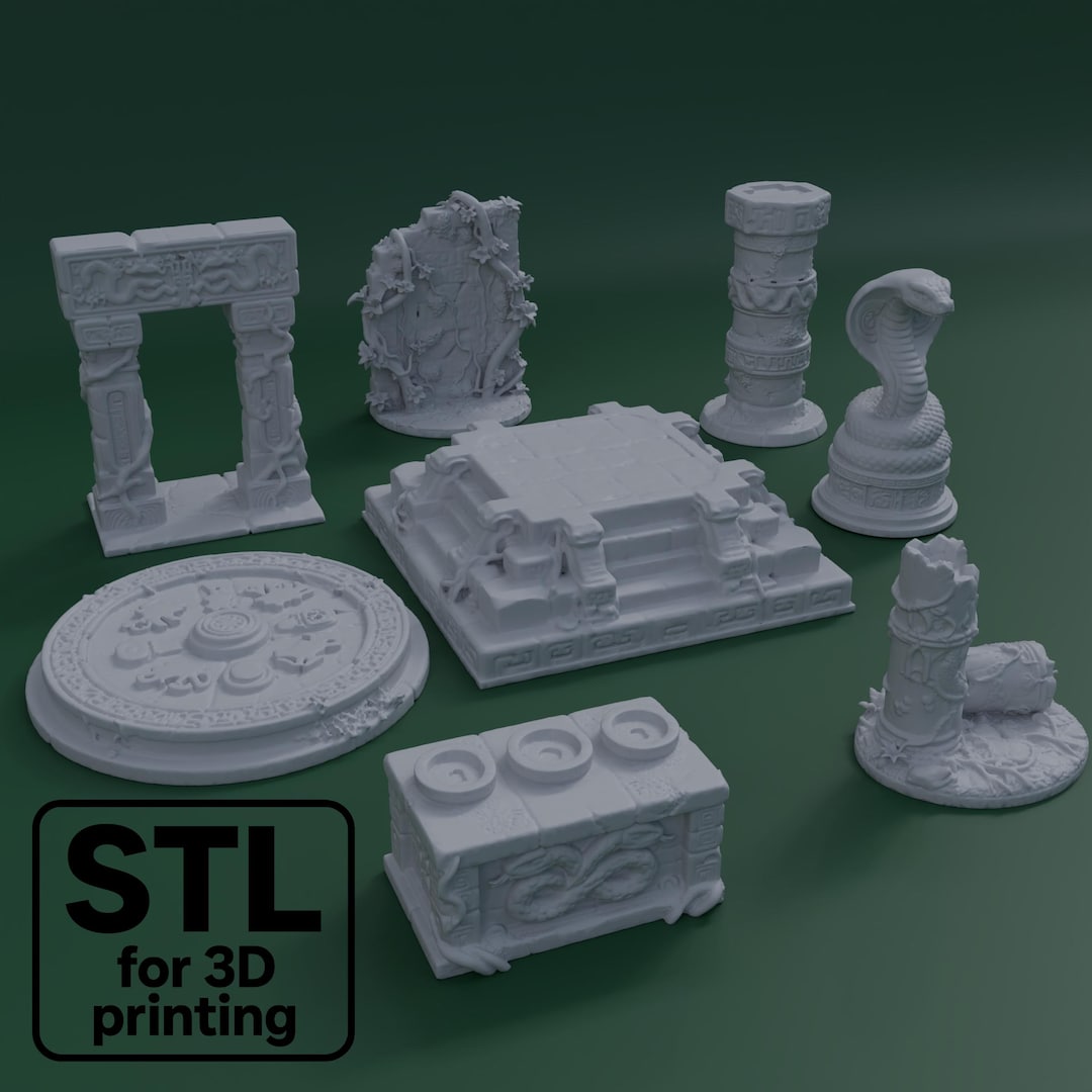 Jungle Temple Ruins STL Files | 3D Printable Wargaming Terrain | Dnd ...