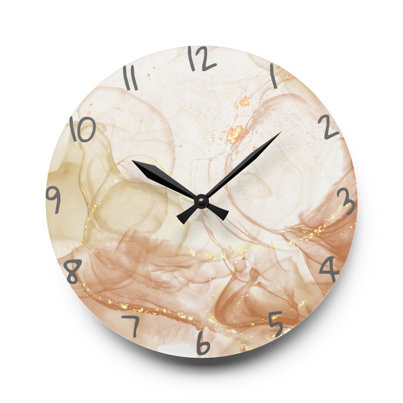Elegant Acrylic Wall Clock With Marble Design, Modern Elegance for Your ...