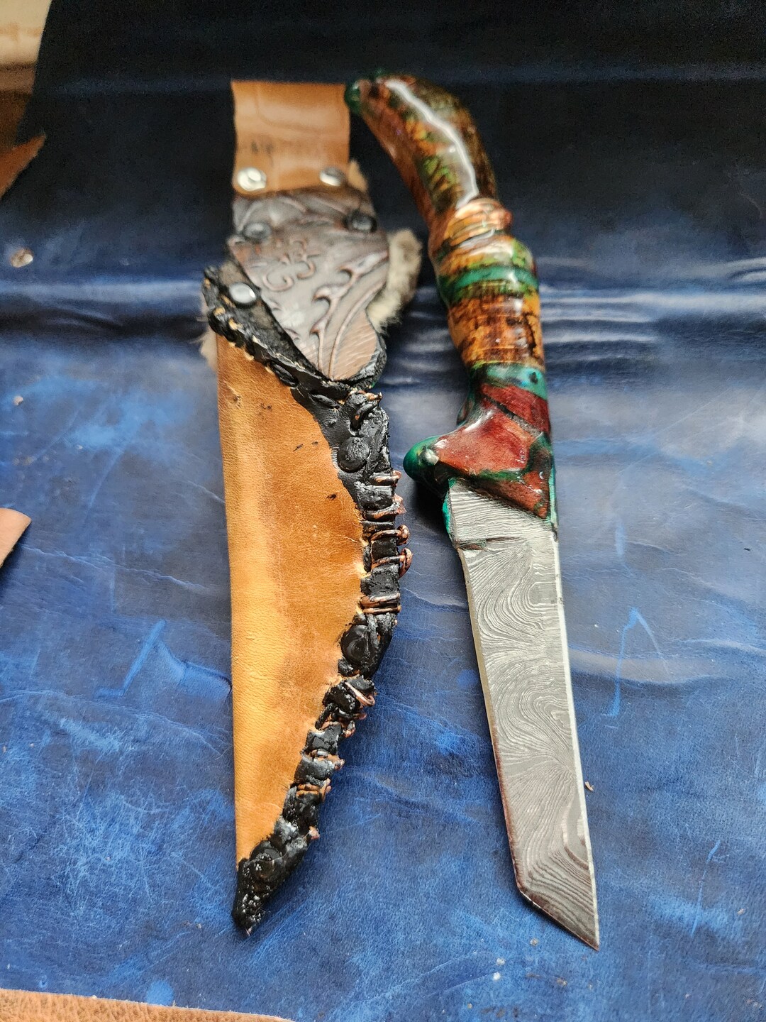 Damascus Steel Boot Knife Small 6 Inch Custom Handle. - Etsy