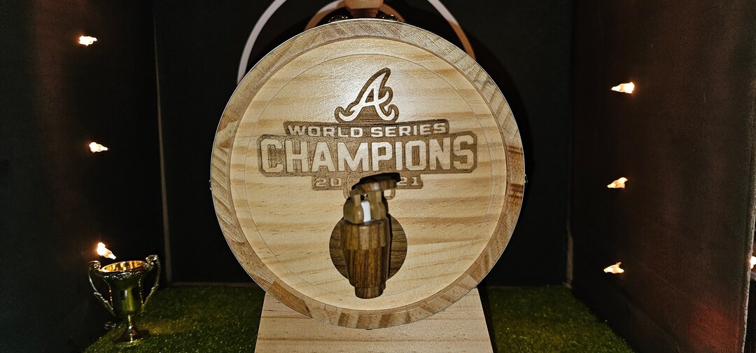 3 Liter Atlanta Braves Whiskey Barrel. Fully Functional, Engraved, Pine ...
