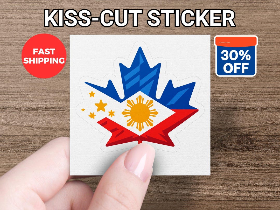 Philippines Flag Maple Leaf Sticker, Perfect for Laptops and Water ...