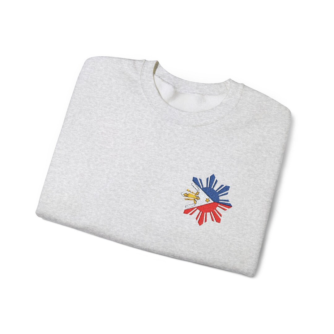 Embroidered Filipino Sweatshirt, Sun Shape Philippines Flag Design ...