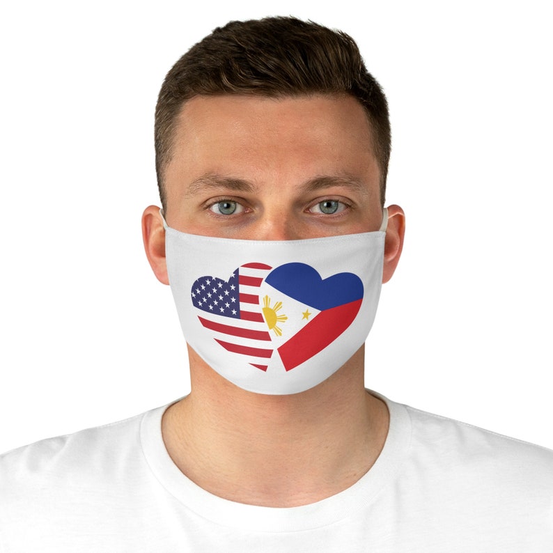 Heart Shape Philippines American Flag Fabric Face Mask, Filipino ...