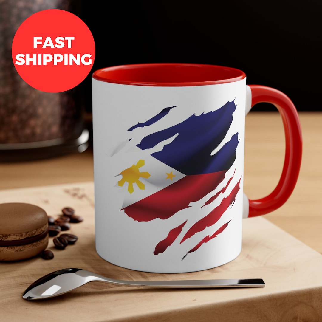 Personalized Philippines Accent Coffee Mug, 11oz, Ripped Philippines ...
