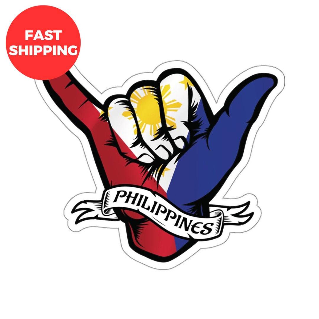 Shaka Hand Sign Philippines Flag Kiss-cut Stickers, Philippines Flag ...