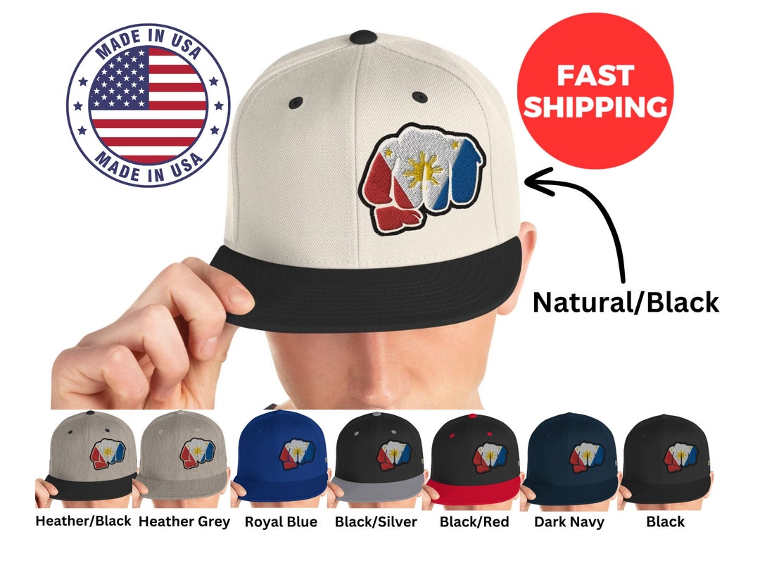 Philippines Embroidery Hat | Fist Punch Philippines Flag Snapback Hat ...