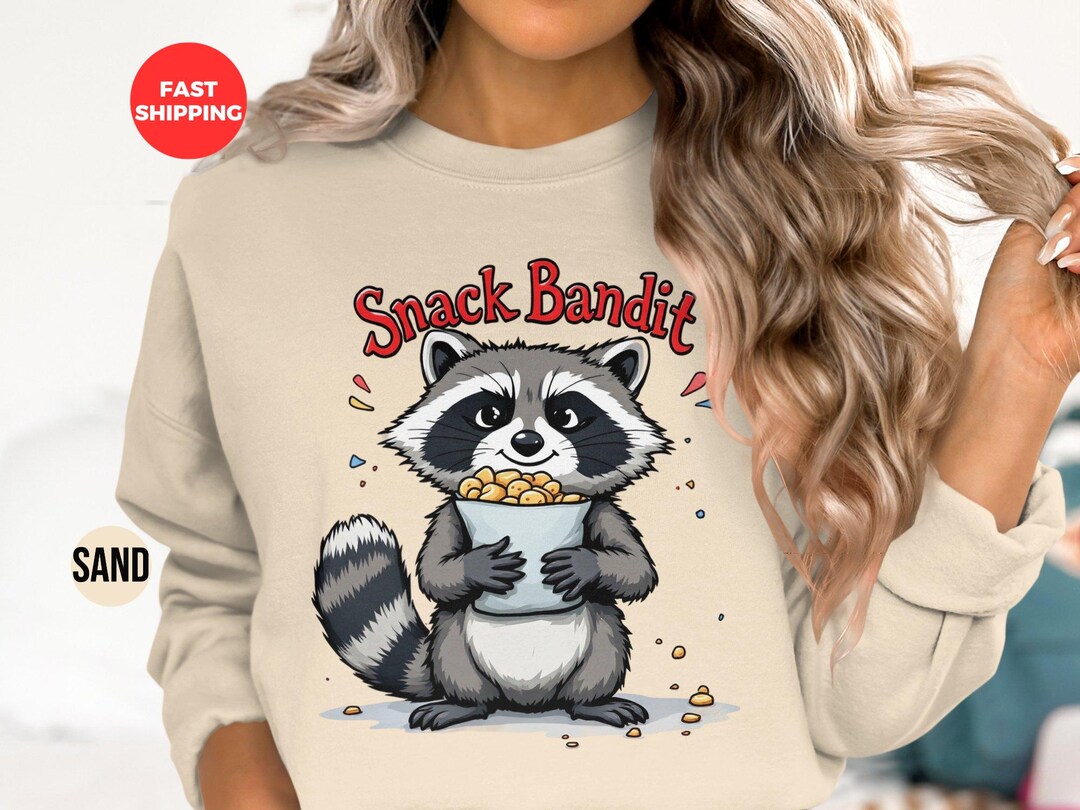 Funny Snack Bandit Raccoon Christmas Sweatshirt, Cute Animal Long ...