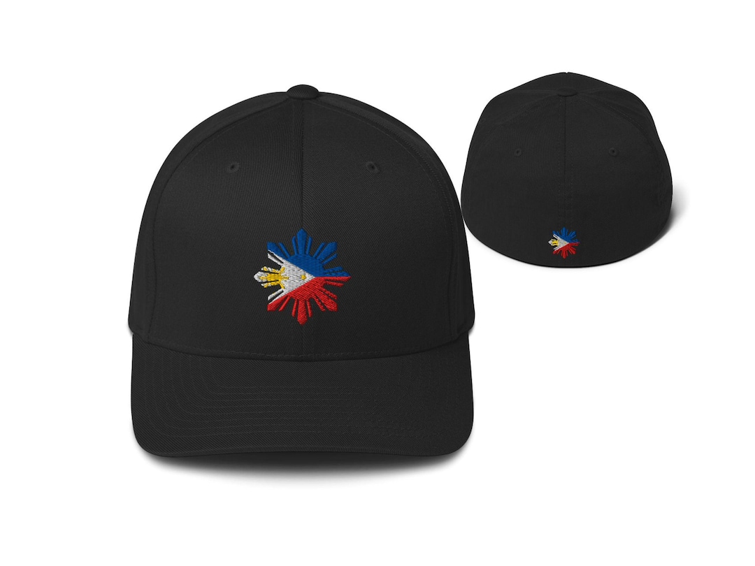 Embroidered Filipino Flag Closed Back Hat, 3D Puff Embroidery Hat, Sun ...