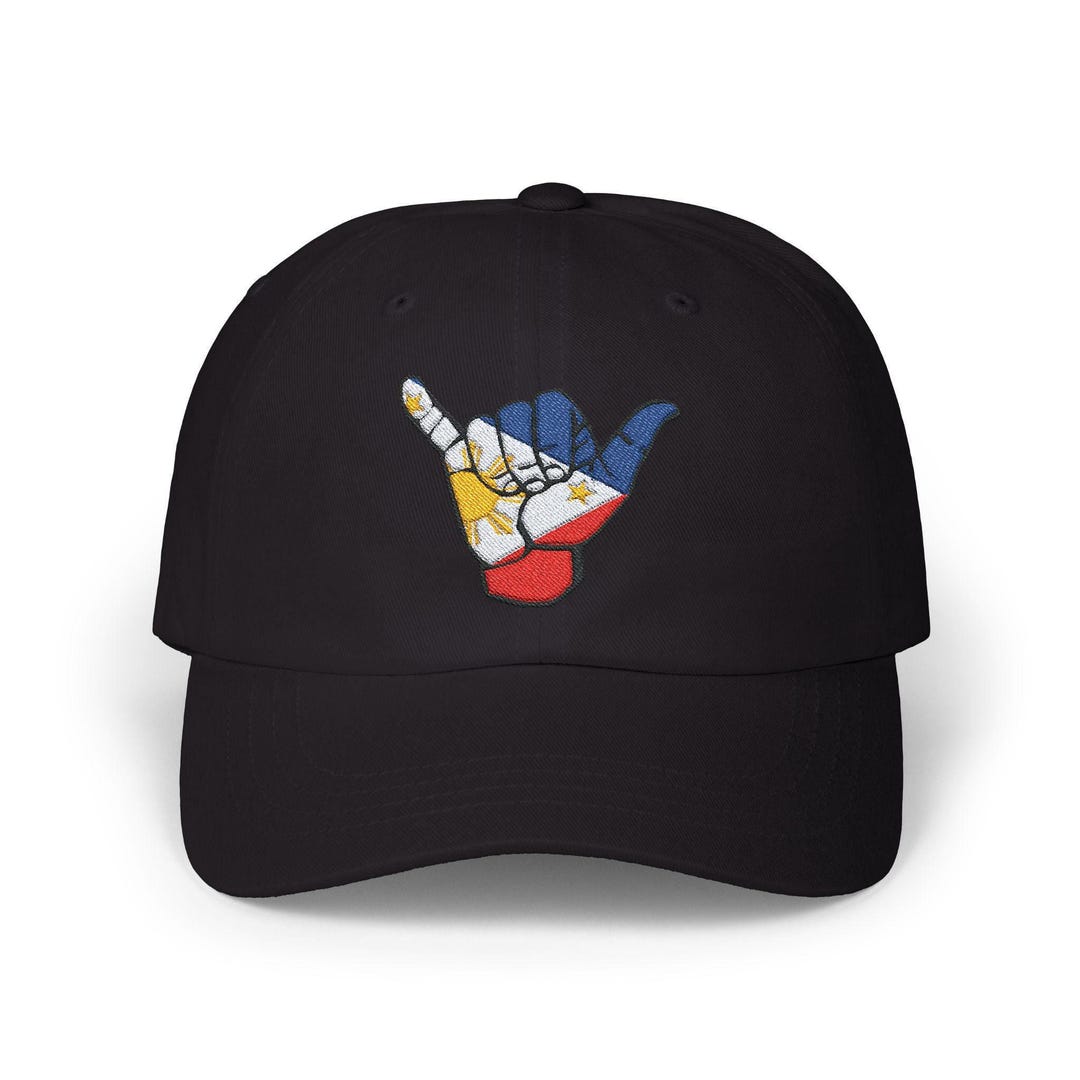 Embroidered Filipino Cap, Shaka Hand Philippines Flag, Classic Dad Hat ...
