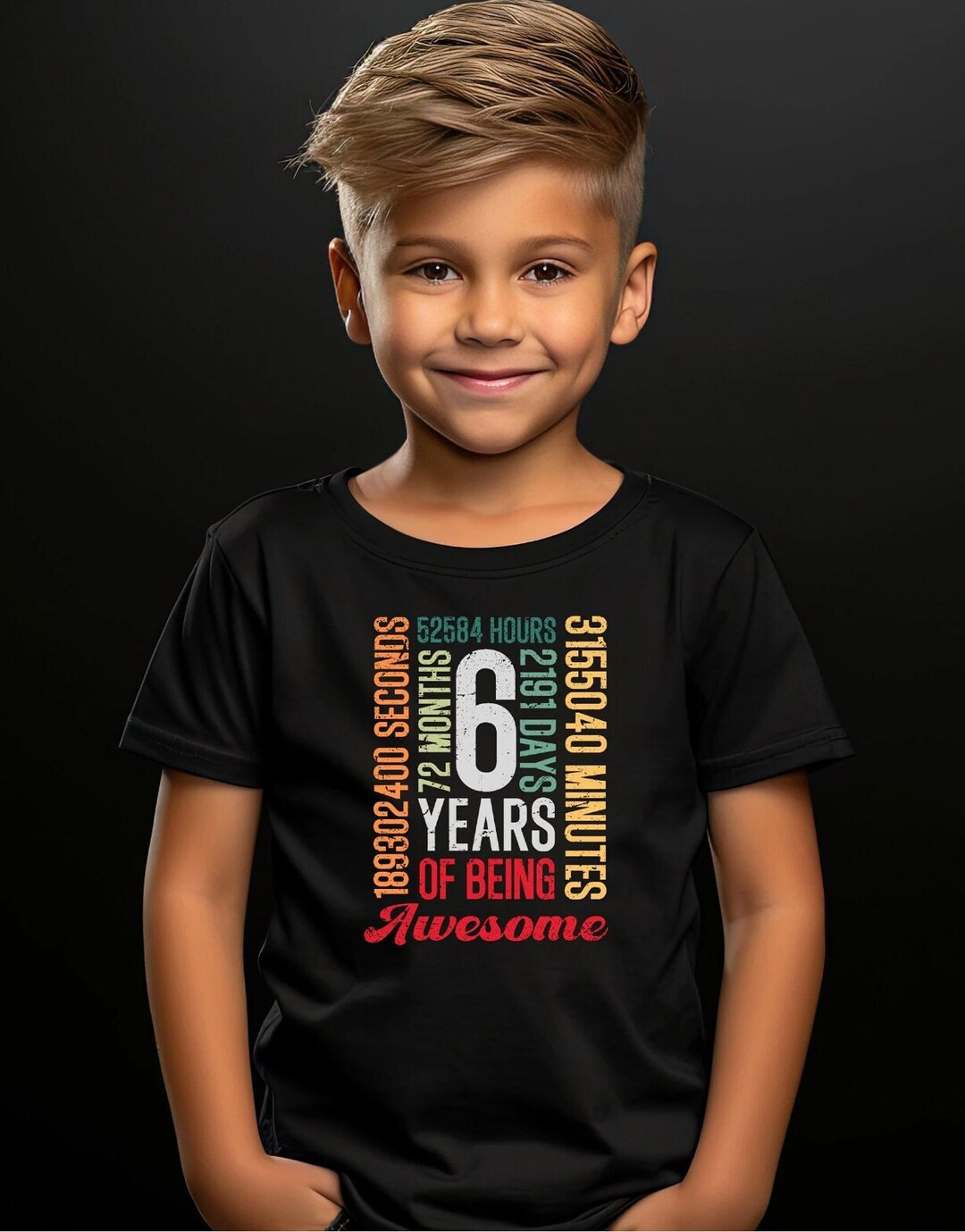 6 Years of Being Awesome Kids Birthday Shirt, 6th Birthday Youth T ...