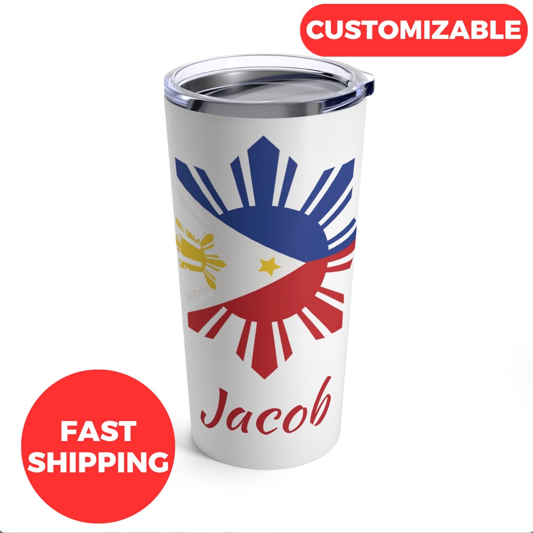 Personalized Philippines Flag Tumbler 20oz, Custom Filipino Tumbler ...