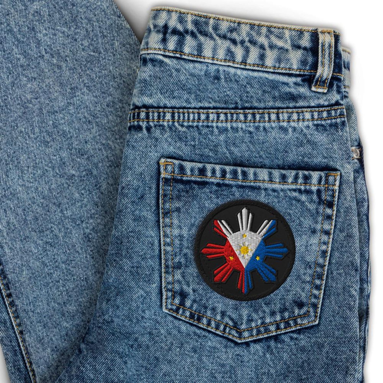 Custom Embroidered Patch, Sun Shape Philippines Flag Patch, Filipino ...