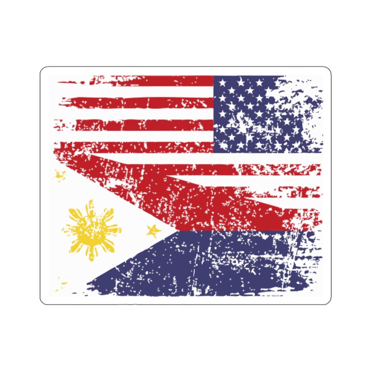 Philippines American Flag Kiss-cut Stickers, Philippines USA Flag ...