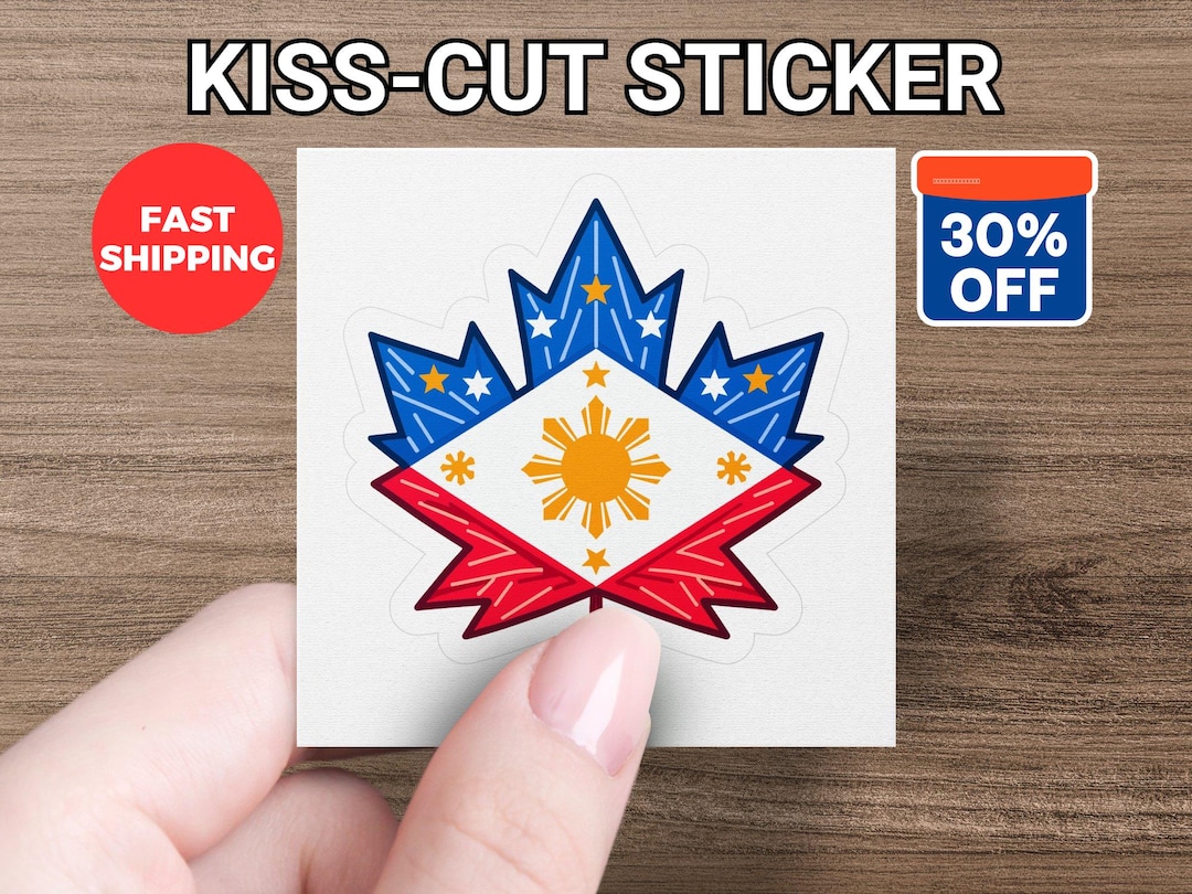 Filipino Flag Maple Leaf Sticker, Custom Kiss-cut Sticker, Die-cut ...