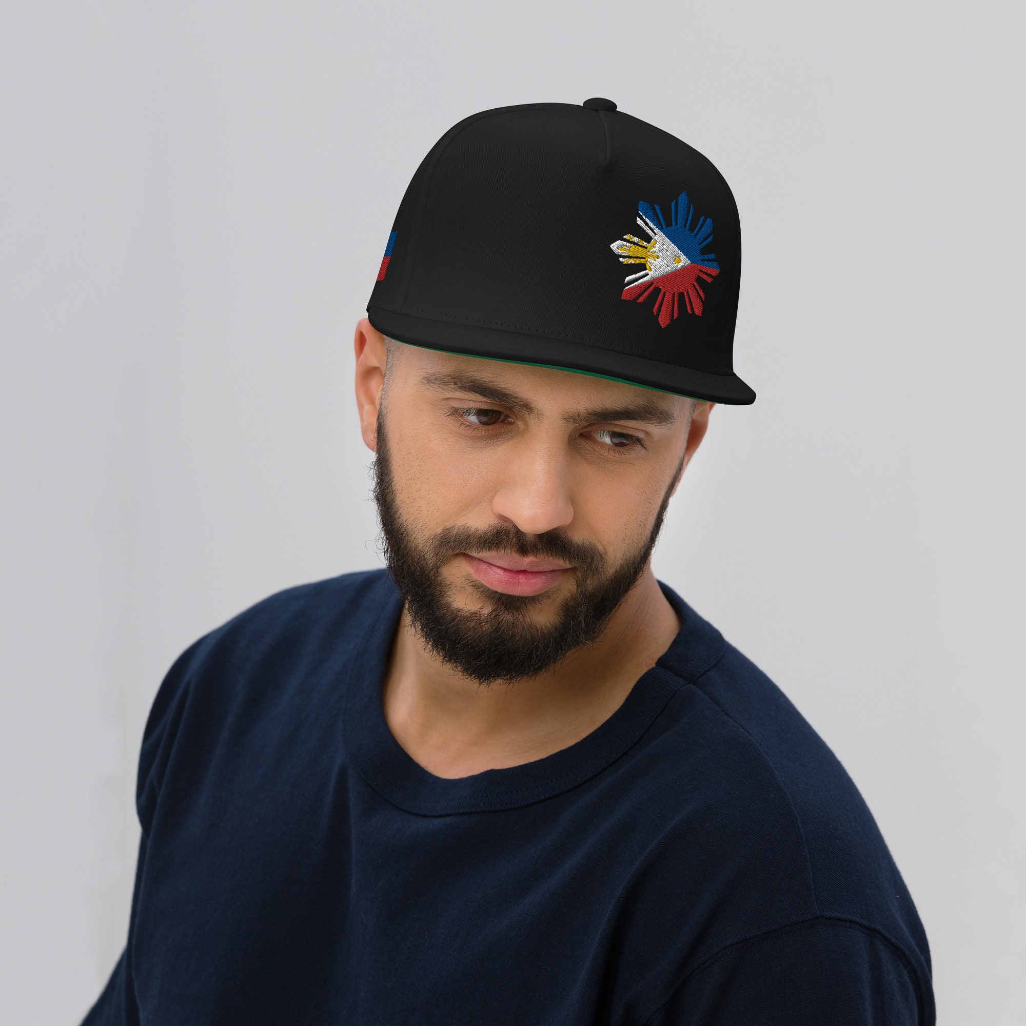 Filipino Embroidery Flat Bill Cap, Star Shape Philippines Flag ...